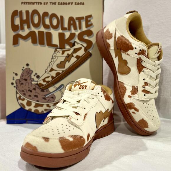 Shoes | Sad Boy Chocolate Milks Sneakers Unique Cow Print Design | Poshmark
